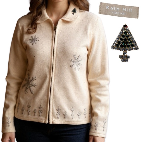 Kate Hill Casual | Sweaters | Kate Hill Wool Zip Up Sweater Womens M ...